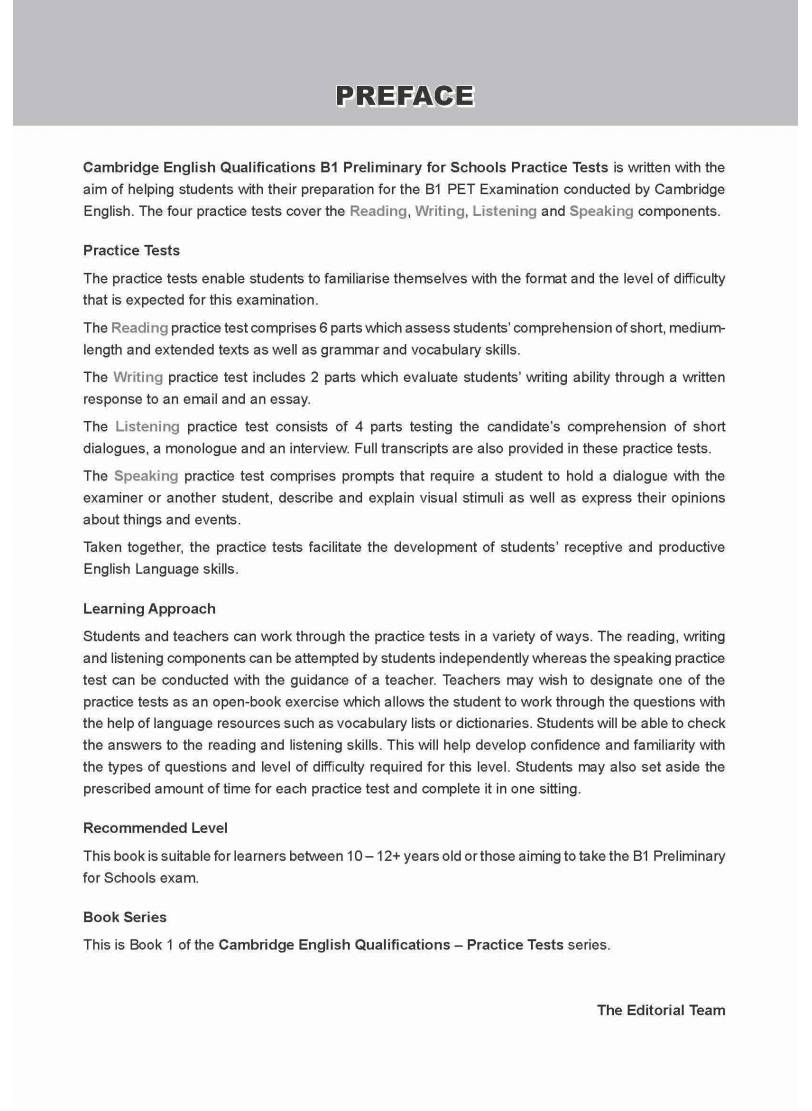 Cambridge English Qualifications – B1 Preliminary for Schools Practice ...