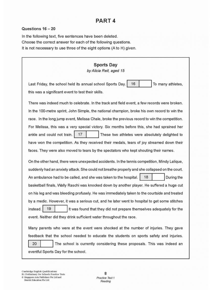 Cambridge English Qualifications – B1 Preliminary for Schools Practice ...