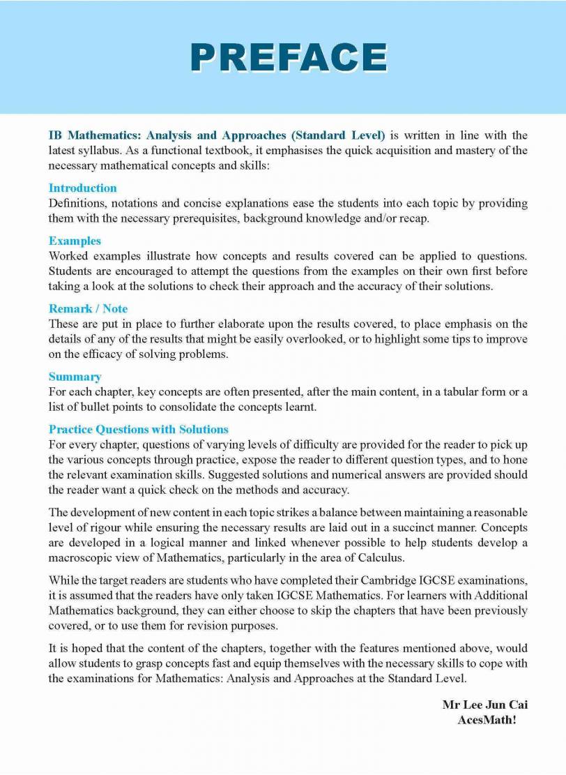 IB Mathematics: Analysis and Approaches (Standard Level)