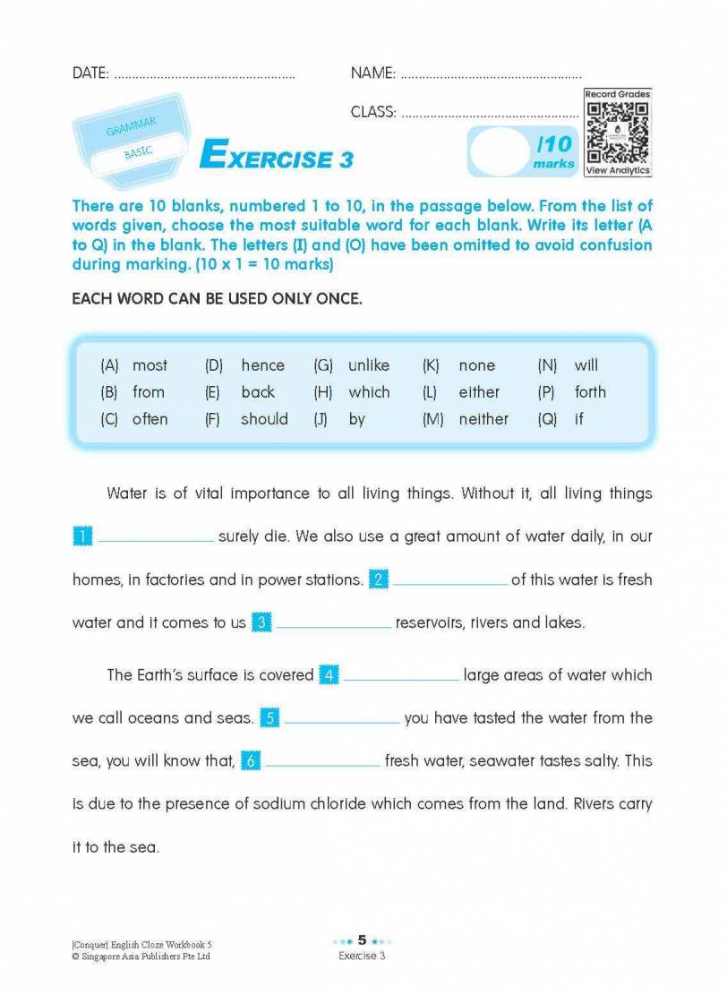 Conquer ENGLISH CLOZE Workbook 5