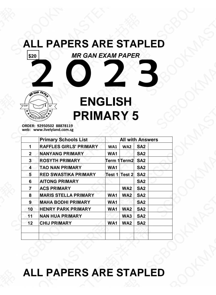 2023 Top School paper Primary 5