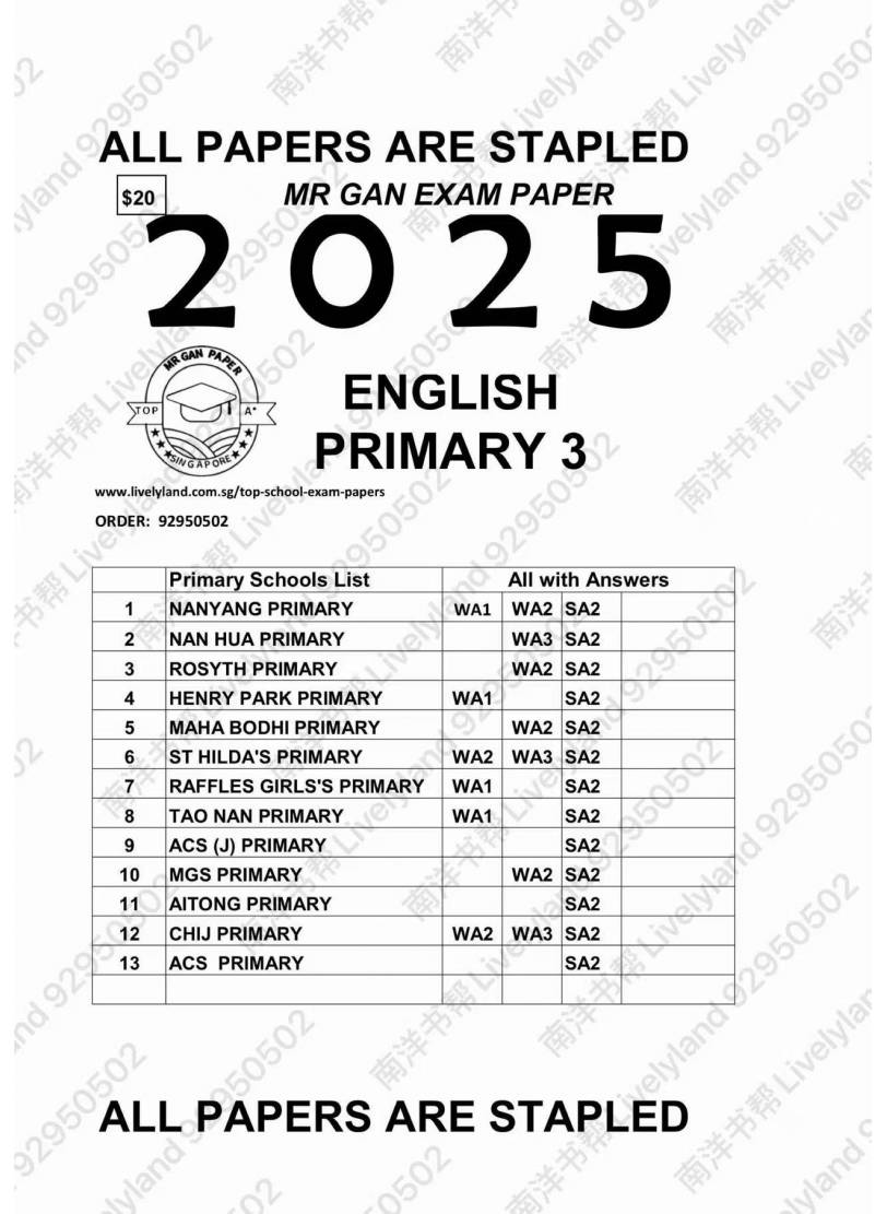 2025 Top School Paper Primary 3